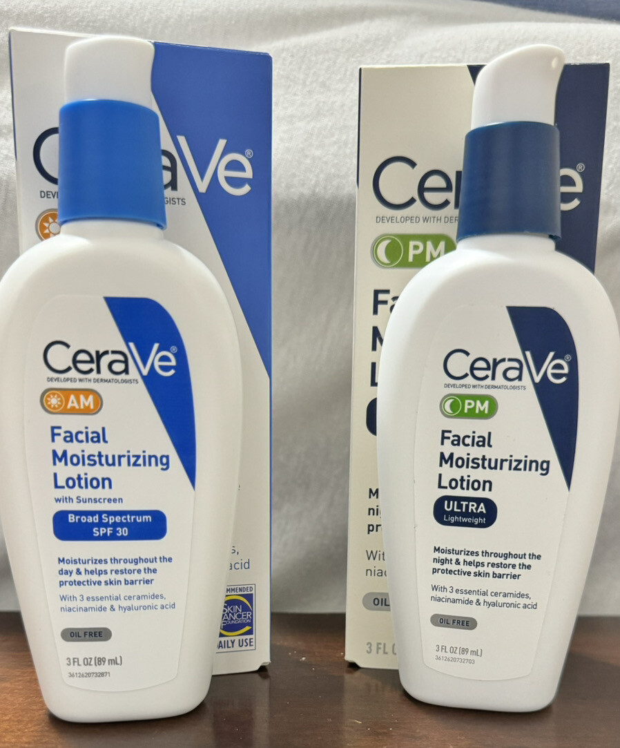 CeraVe AM/PM Facial Moisturizing Lotion Skin Care Set Ultra Lightweight ...