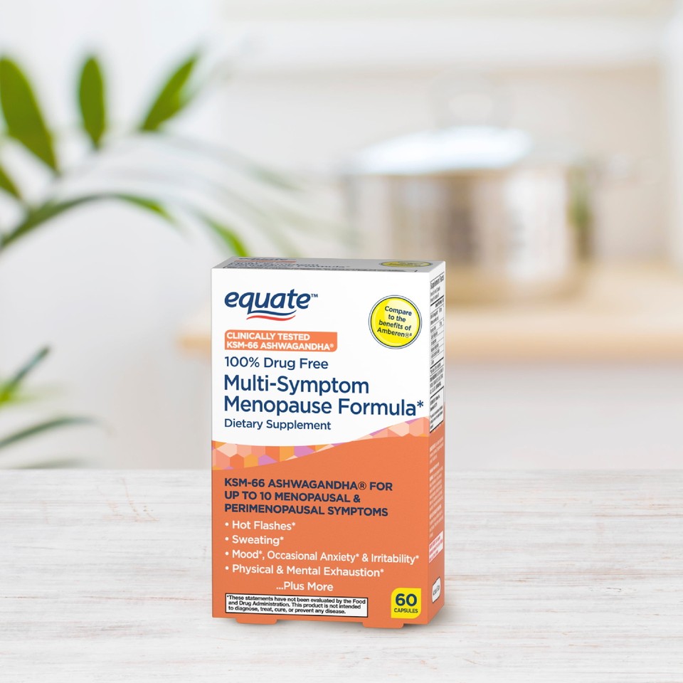 Equate Multi-Symptom Menopause Relief Formula, KSM-66 Supplement, 60 ...