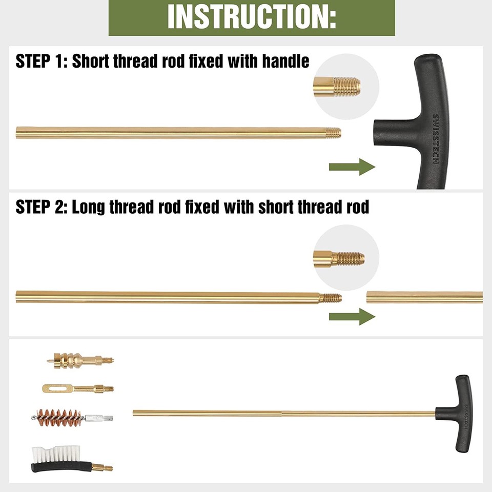 Swiss+Tech 16PC Handgun Cleaning Kit Cleaning Rod Bore Brushes Cleaning ...