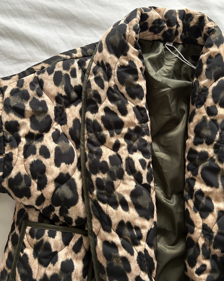 Women’s Animal Leopard Print Quilted Jacket Spring | eBay