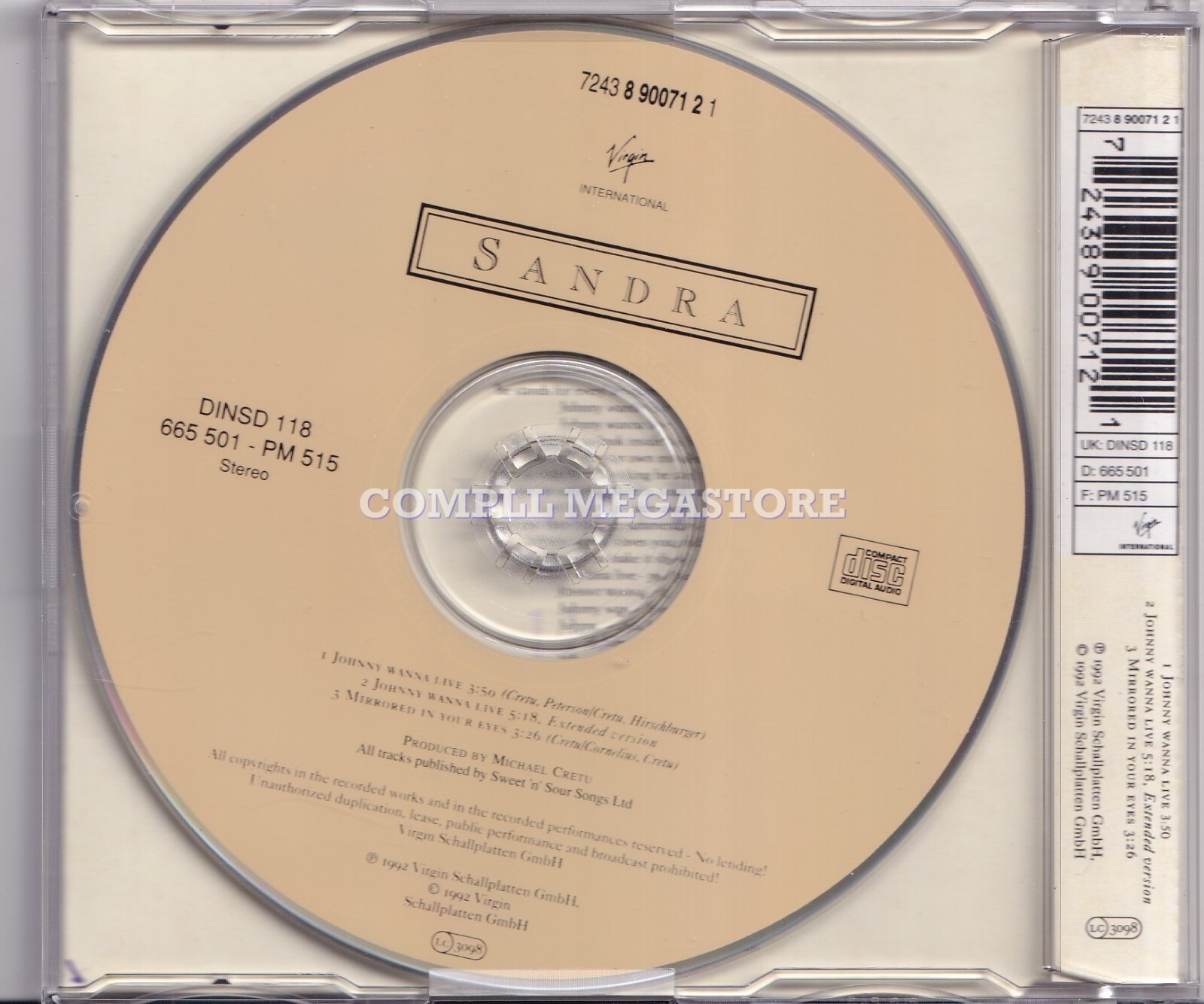 SANDRA - JOHNNY WANNA LIVE / 1992 CD Single (GER) EXTENDED VERSION ...