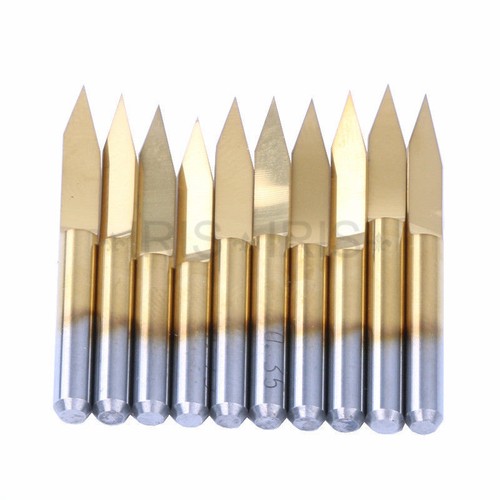 10pcs Titanium Coated Carbide PCB Engraving CNC Bit Router Tools 30° 0 ...