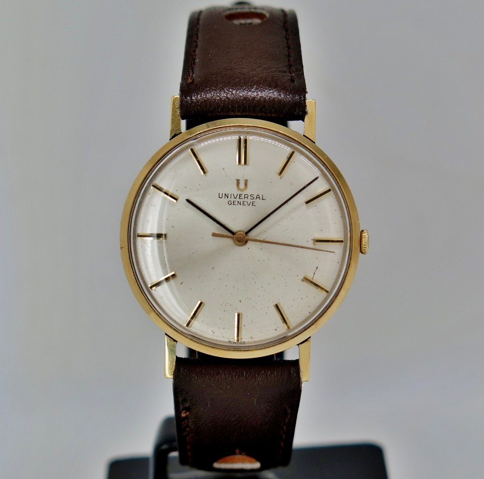 Universal Geneve 18k solid gold mens watch, hand winding cal. 347 ...