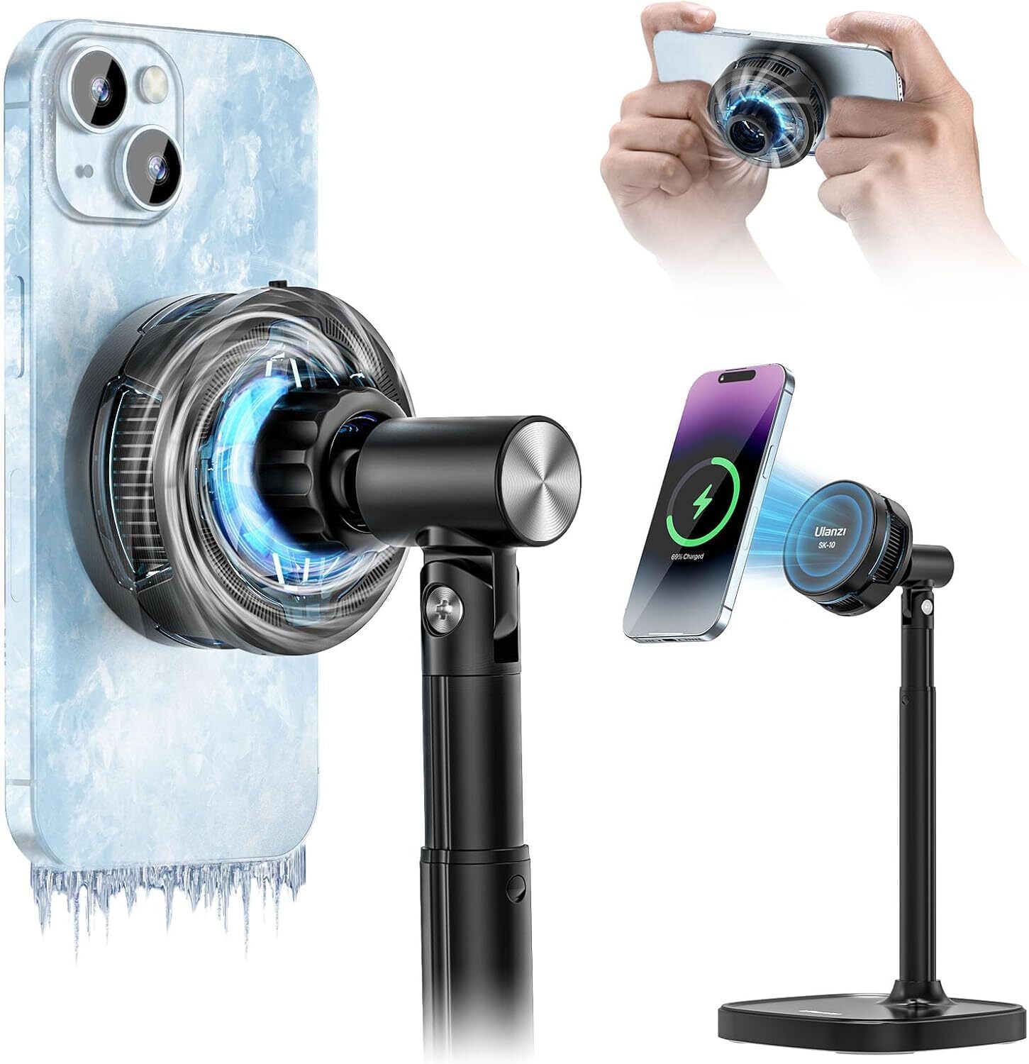ULANZI SK-10 3 in 1 Magnetic Cell Phone Stand with Cooling Fan and ...
