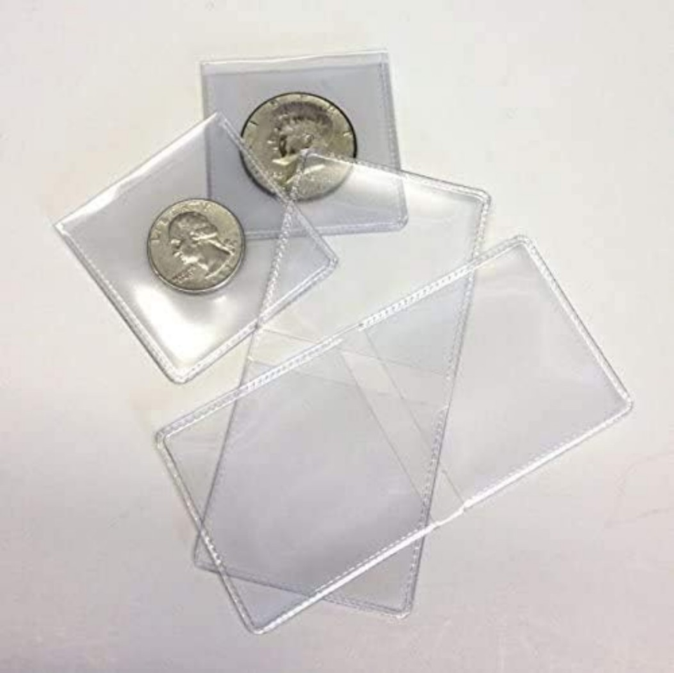 2x2 Safe Coin Flips 100 Thick 7mil 2 Pocket Unplasticized Vinyl ...