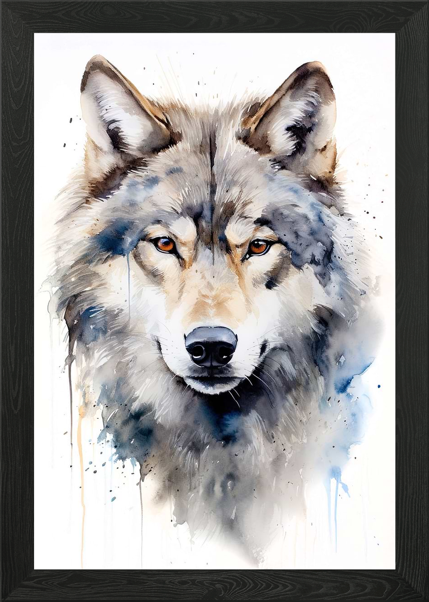 wolf watercolor Framed Wall Art Poster Canvas Print Picture | eBay