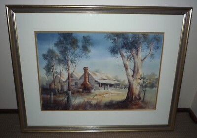 VINTAGE LARGE OUTBACK WATERCOLOUR SIGNED BY AUSTRALIAN ARTIST LINDSAY ...