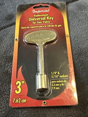 Imperial Universal Flame Fireplace Brass 3" Gas Valve Key 1/4" 5/16 ...