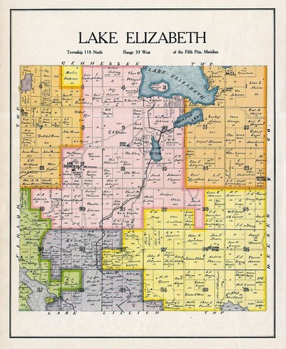 LAKE ELIZABETH TOWNSHIP KANDIYOHI COUNTY MINNESOTA RARE COLOR ...