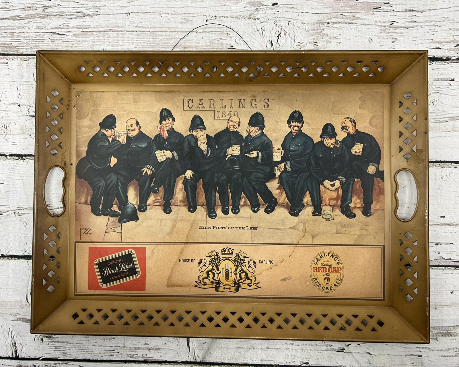 VTG Carling Black Label "Nine Pints Of The Law" Metal Beer Serving Tray ...