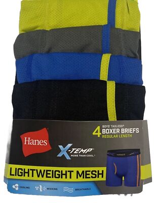 Hanes Boys' X-Temp Boxer Briefs Size M (10/12) Tagless Lightweight Mesh ...