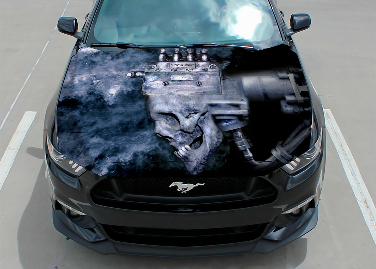 Skull Engine Car Hood Wrap Decal Vinyl Sticker Full Color Graphic Fit ...