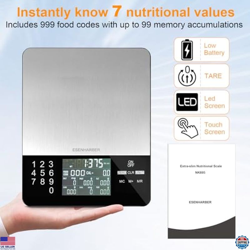 Food Scale with Nutritional Calculator, Calorie Scale, Kitchen Scales ...