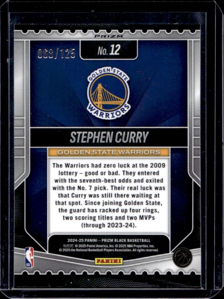 2024-25 Prizm Black Stephen Curry Luck of the Lottery Blue Ice Prizms ...