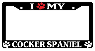 Black License Plate Frame I Heart My Cocker Spaniel (Paw) Auto ...