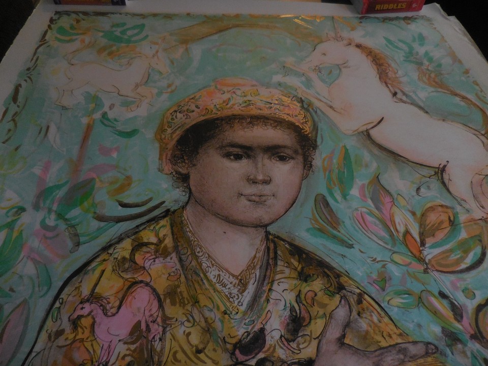 "Little Rajah & the Unicorns" Limited-Ed Lithograph by Edna Hibel ...