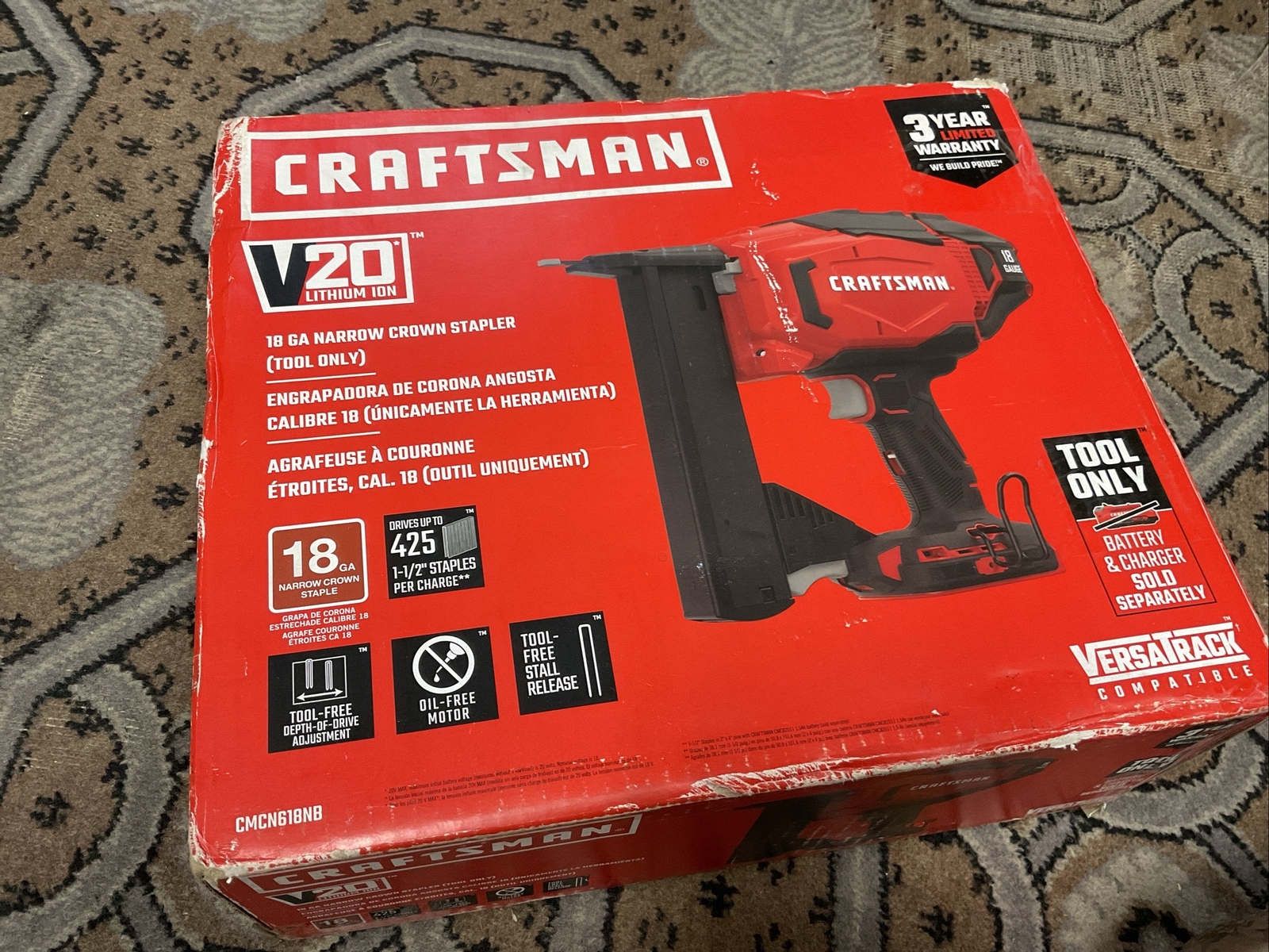 Craftsman CMCN618NB V20 Li-Ion 18 Ga Crown Stapler Tool Only New ...
