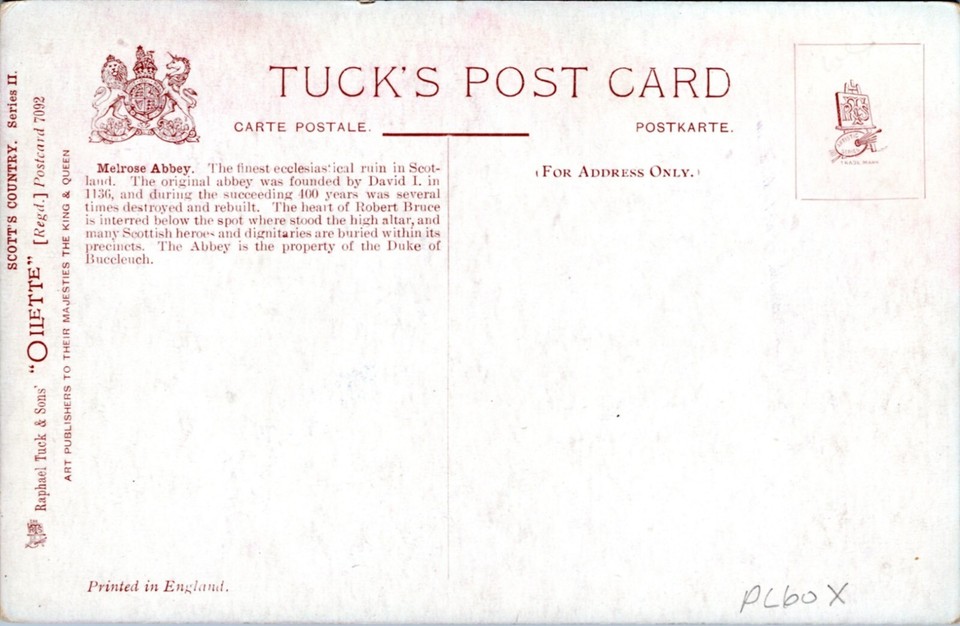Postcard UK Scotland Tuck Scott's Country 7092 - Melrose Abbey Melrose ...