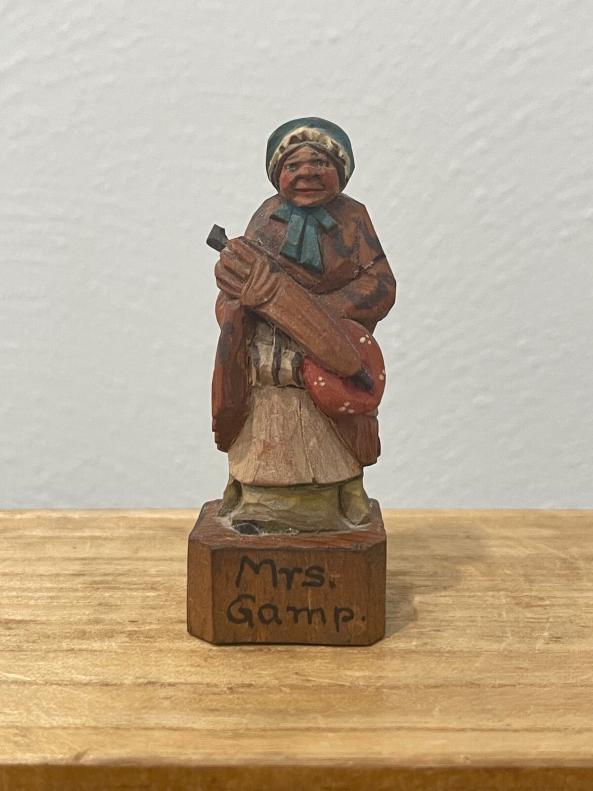 Vtg Anri Wood Carved Figurine Mrs. Gamp From Charles Dickens Martin ...