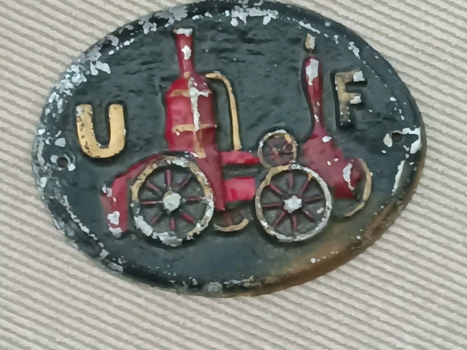 Vintage Cast Aluminum United Fireman's Insurance UF Red Pumper Plaque ...