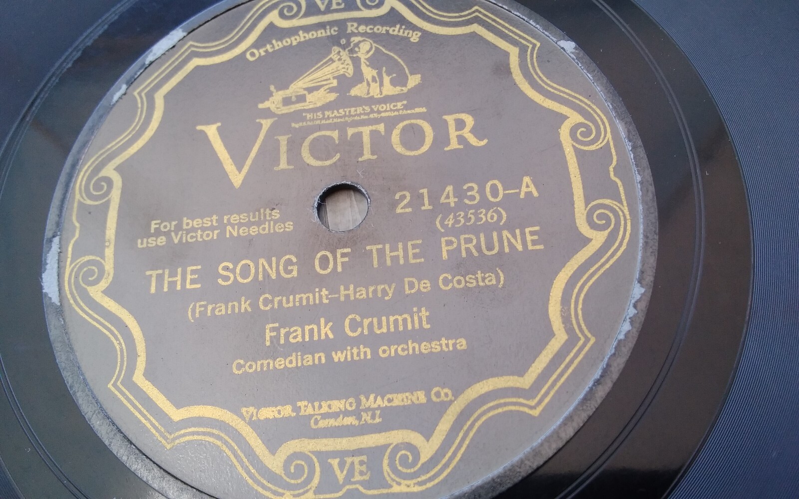 Frank Crumit 78rpm Single 10-inch Victor Records VE #21430 The Song Of ...