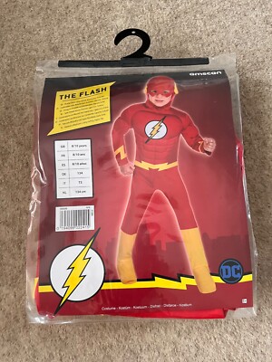 Childs Deluxe The Flash Muscle Chest Chest Fancy Dress Costume ...