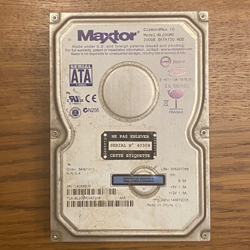 Disque Dur Interne ️ MAXTOR DiamondMax 10 Model 6L200M0 - 200 GB - SATA ...
