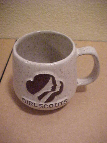 Girl Scouts Coffee Mug Onion River Pottery Stoneware Speckled Brown Tea ...