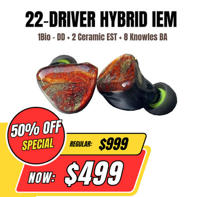 22-driver IEM 1Bio-DD+ 2 Ceramic EST+ 8 Knowles BA HIFI DIY in-ear ...