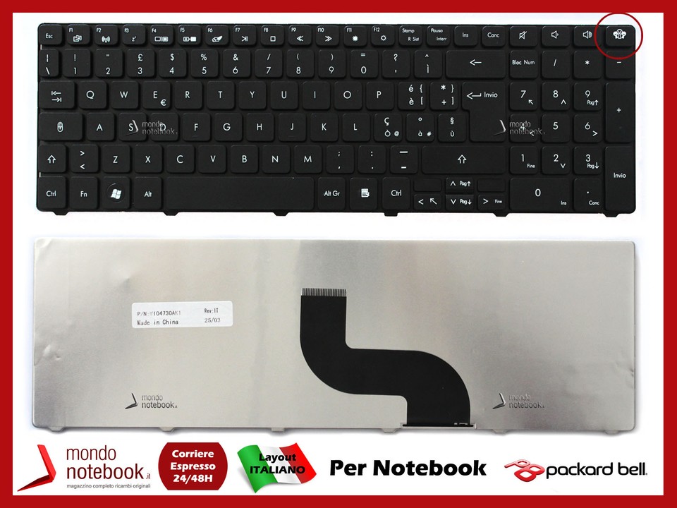 Tastiera Notebook Italiana per Packard Bell EasyNote V104702AK2 Nuova ...