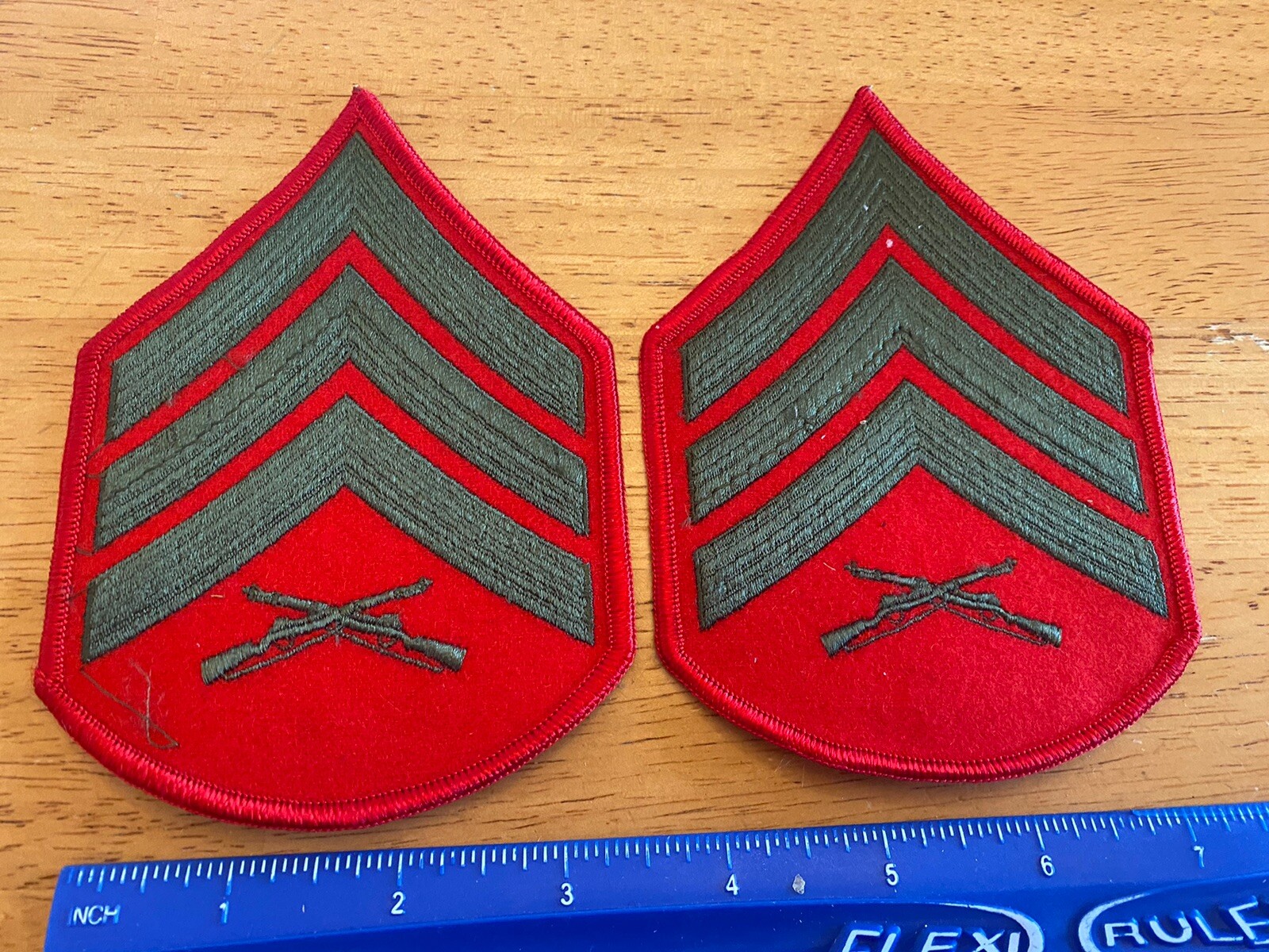 Pair Of Sergeant USMC Red Green Enlisted Rank Patches INV9525 | eBay