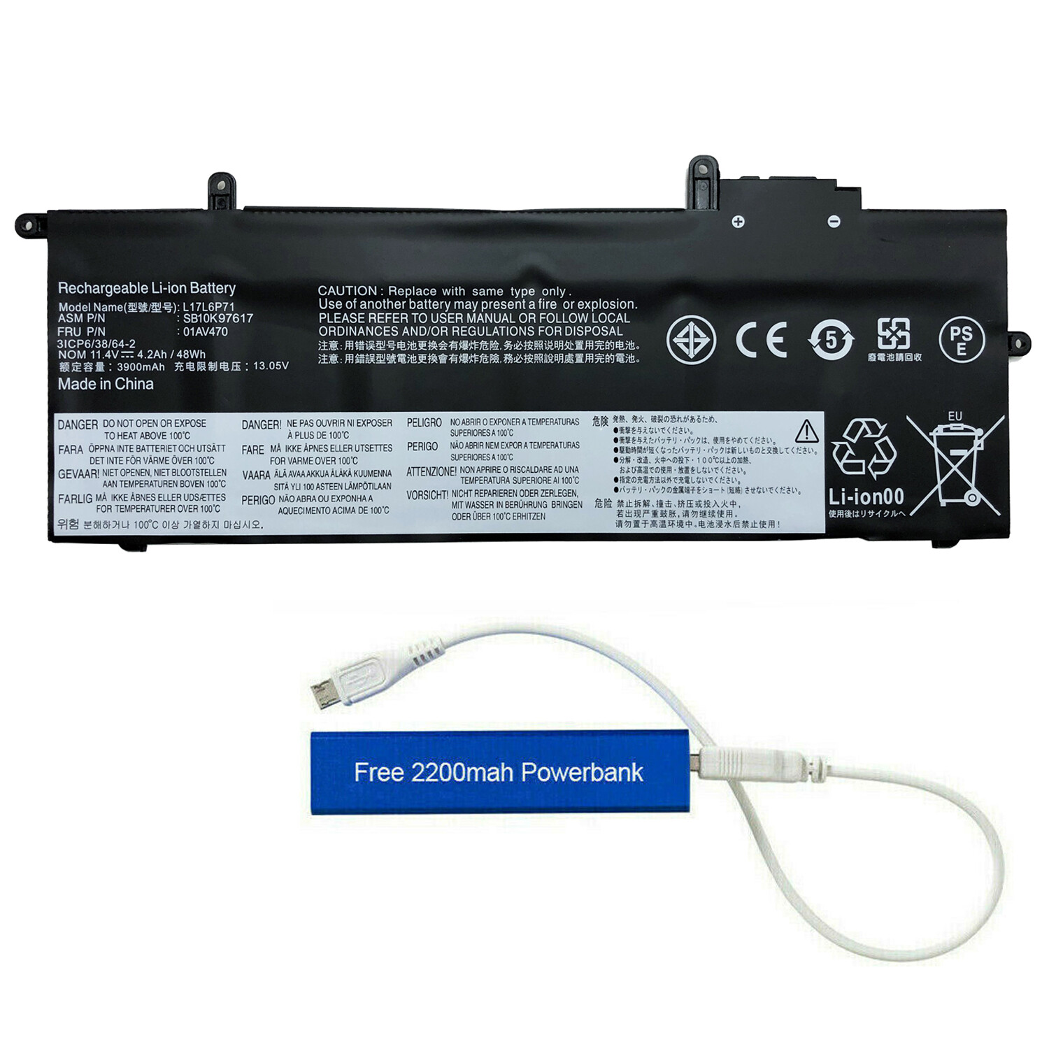 01AV472 L17L6P71 REPLACEMENT BATTERY FOR THINKPAD X280 A285 48WHR ...