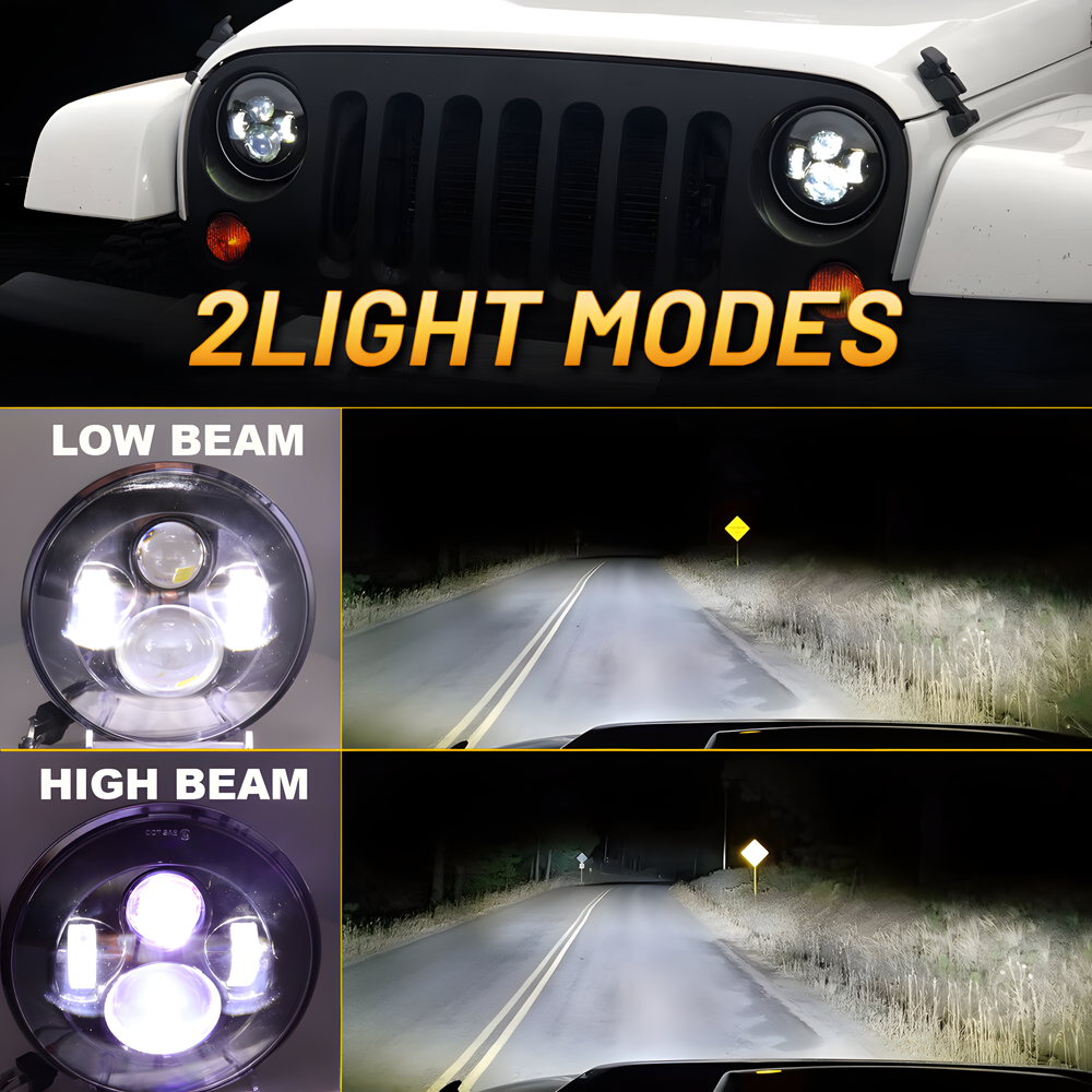 2PC For Humvee M998 M923 M35a2 Truck 7'' INCH LED HALO Headlights HI/LO ...