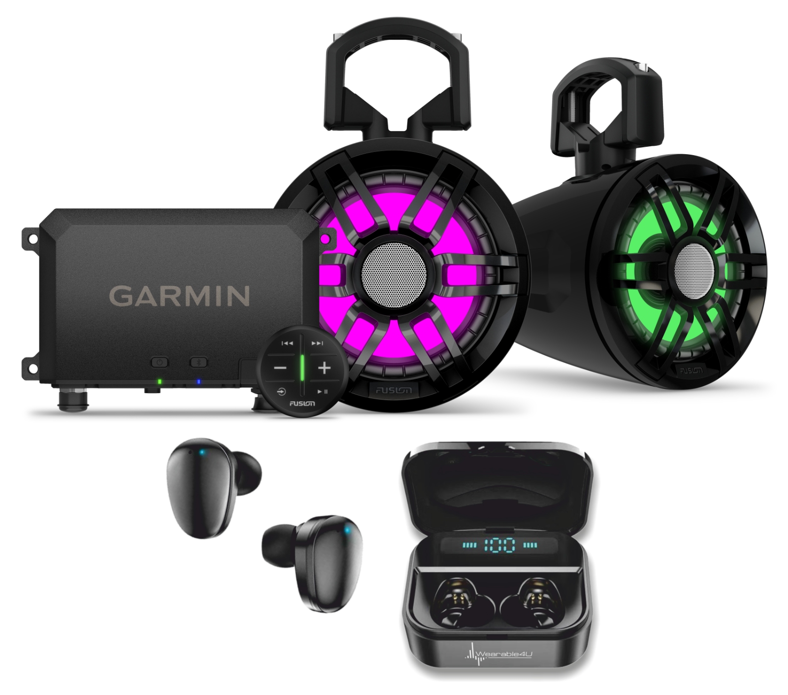 Garmin Tread Audio System w/ LED Controller with Wearable4U Black ...