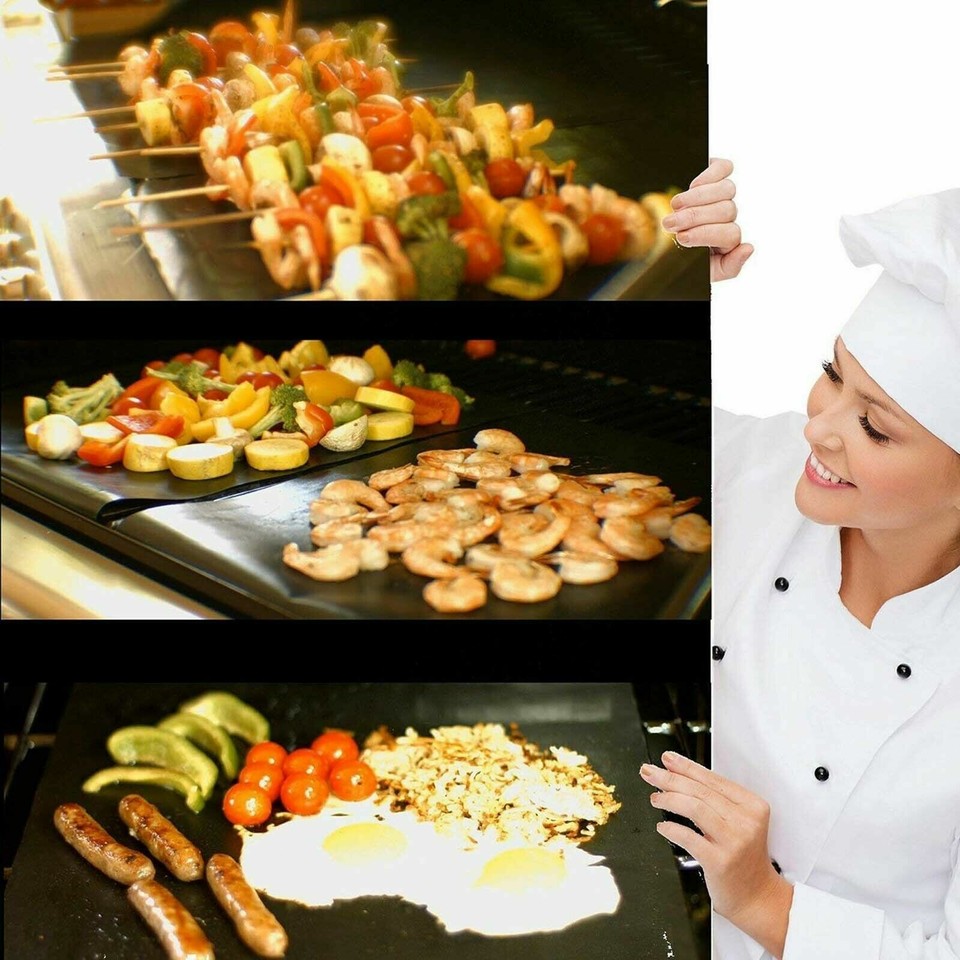 Premium Grill Mat Set of 2, 100% Non-Stick BBQ Grill & Baking Mats, FDA ...
