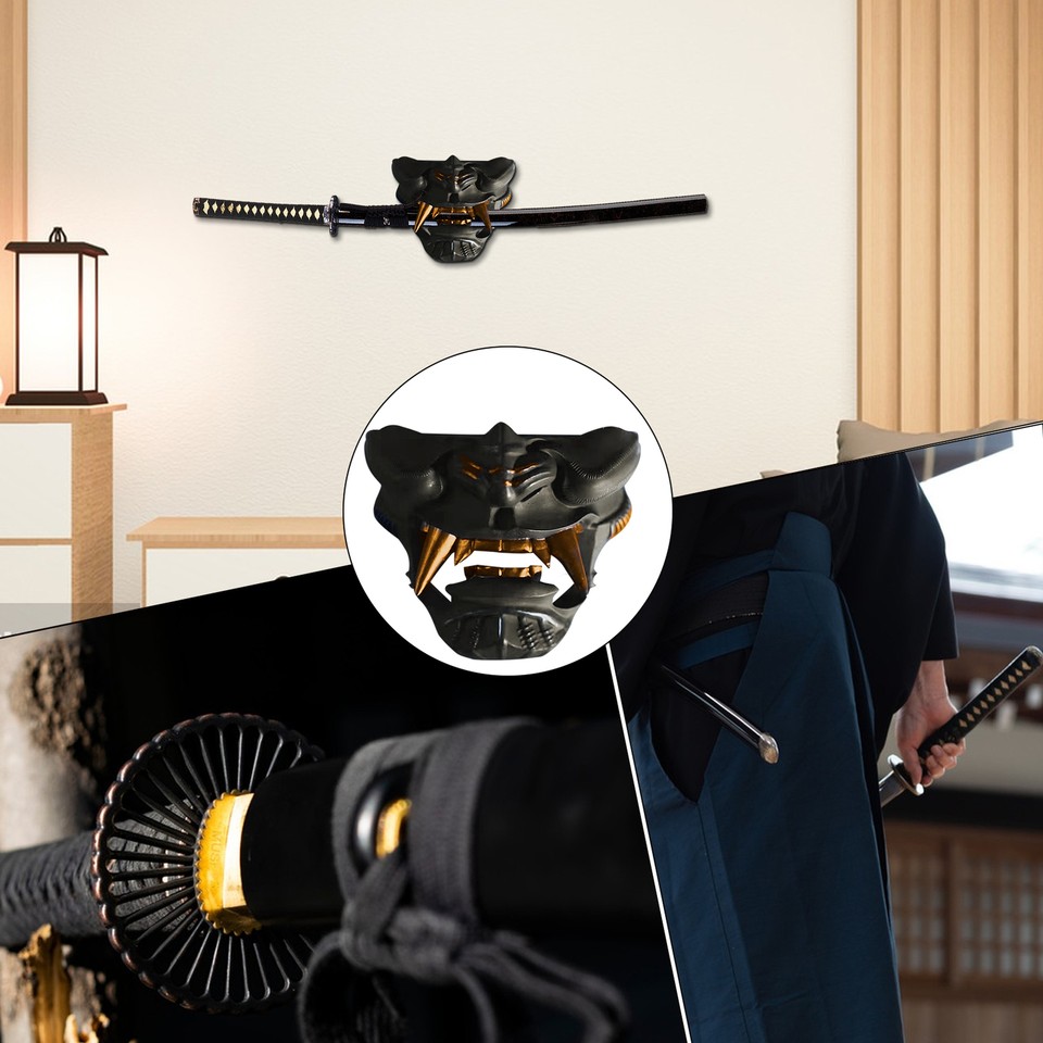 Holder Stand Display Rack Oni Katana Japanese Samurai Sword Black Wall ...