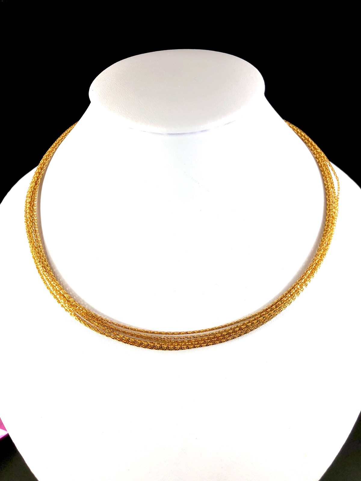 LIRM ITALY 925 STERLING SILVER GOLD VERMEIL 7 STRAND TEXTURED NECKLACE ...