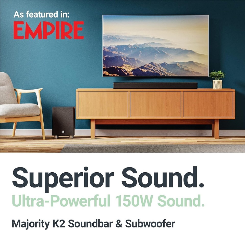 Majority K2 Soundbar and Wireless Sub 150W Black | eBay