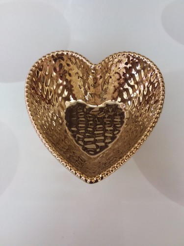 Miracle Home Collection Ceramic Gold Heart Shaped Bowl 7" wide | eBay