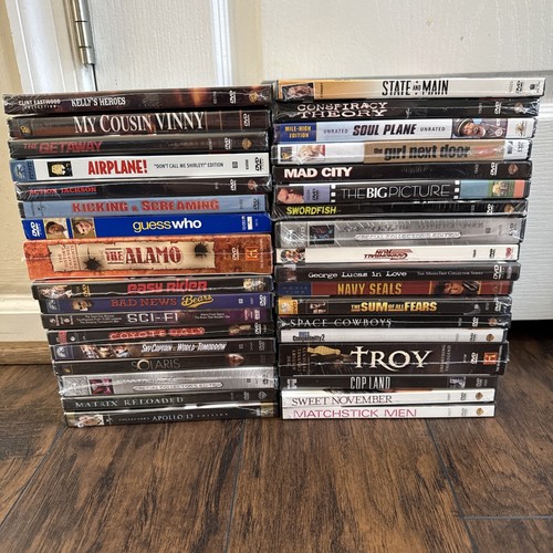 Lot Of 35 BRAND NEW SEALED DVDS! Wide Variety Comedy Action History Sci ...