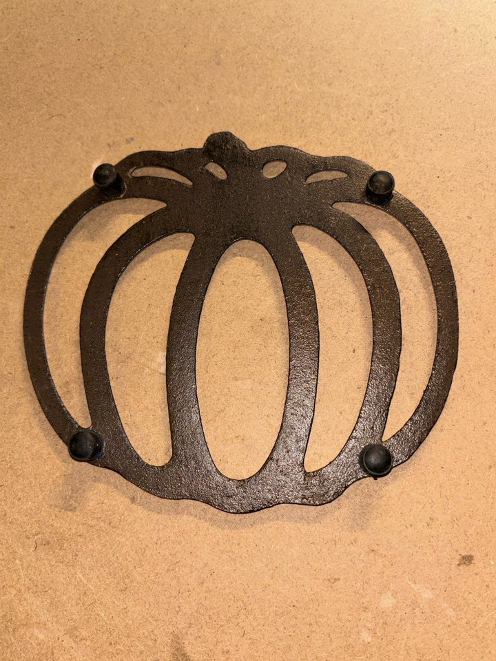 Fall Pumpkin Shaped Trivet Hot Pot Plate Holder Rustic Antique Brown ...