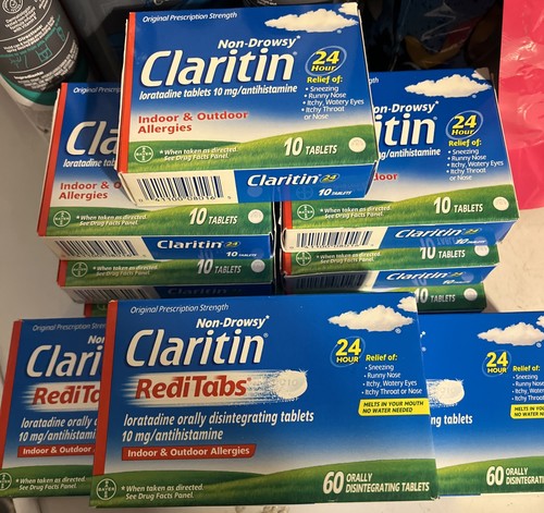 Lot of 7 Claritin 24 HR Non Drowsy 10Ct & 3 Claritin RediTabs 60 ct | eBay