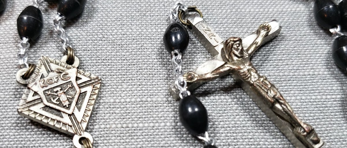Vintage Rosary Knights Of Columbus KofC Black Beads Christian H76 | eBay