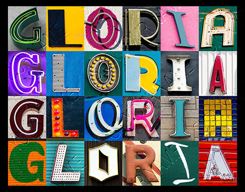 GLORIA Name Poster featuring photos of actual sign letters | eBay