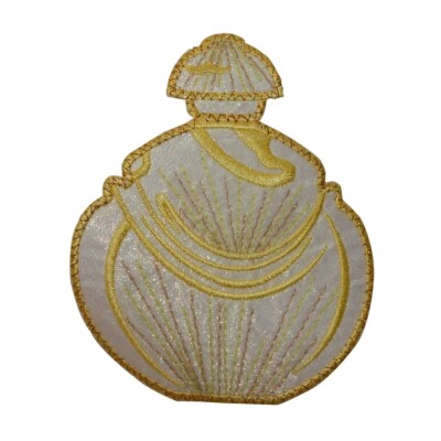 ID 7652 Yellow Shell Perfume Bottle Patch Old Glass Embroidered Iron On ...