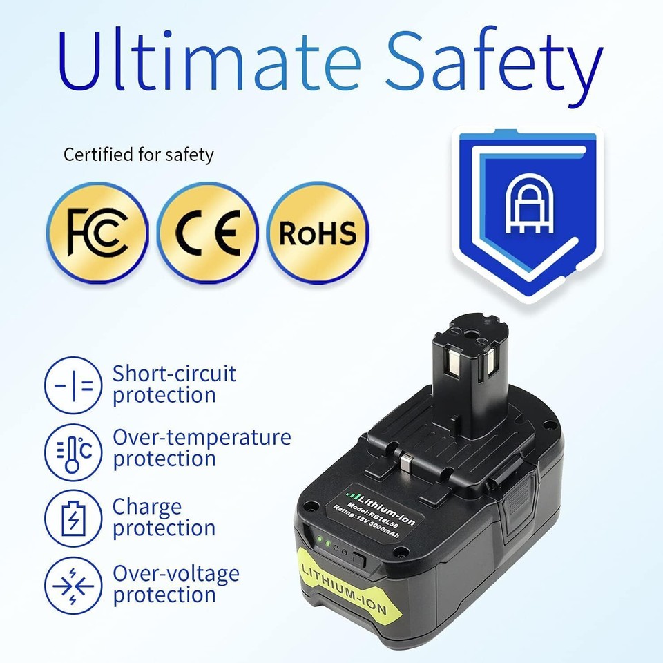 2 PCS 9.0Ah Lithium Battery for Ryobi P102 P200 P201 P203 P107 P108 BPL ...