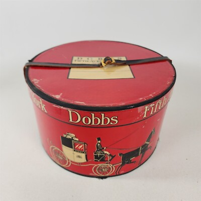 Vintage Dobbs Fifth Ave Red Oval Hat Box Only Millinery - 15" x 13.5 ...