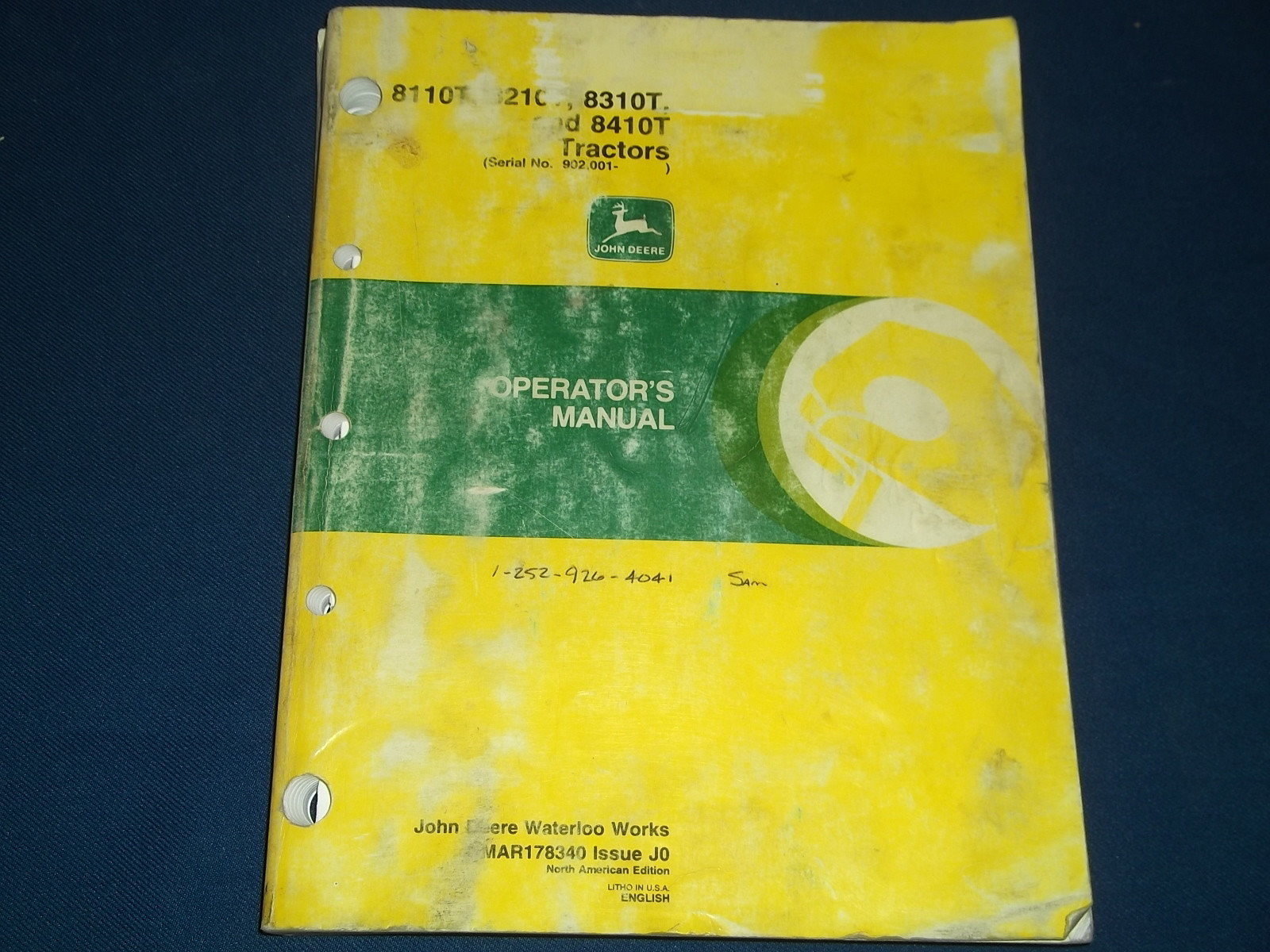 JOHN DEERE 8110T 8210T 8310T 8410T TRACTOR OPERATION & MAINTENANCE ...