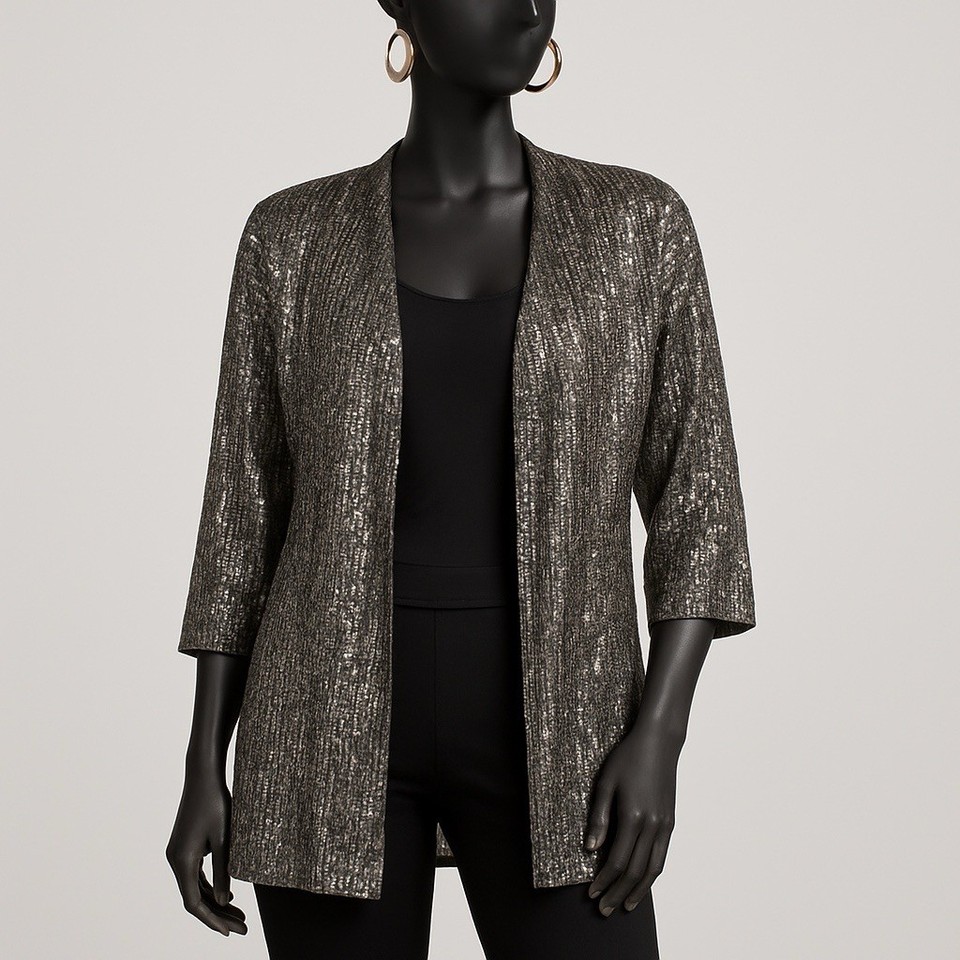 Vintage 70s Risa Ann New York Metallic Silver Gold Disco Jacket Cowl ...