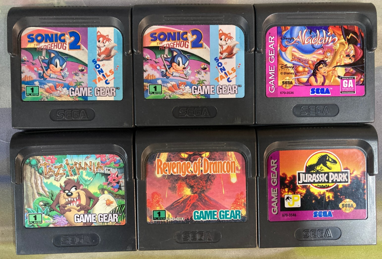 Game Gear Lot - Sonic 2, Aladdin, Taz-Mania, Jurassic Park, Revenge of ...